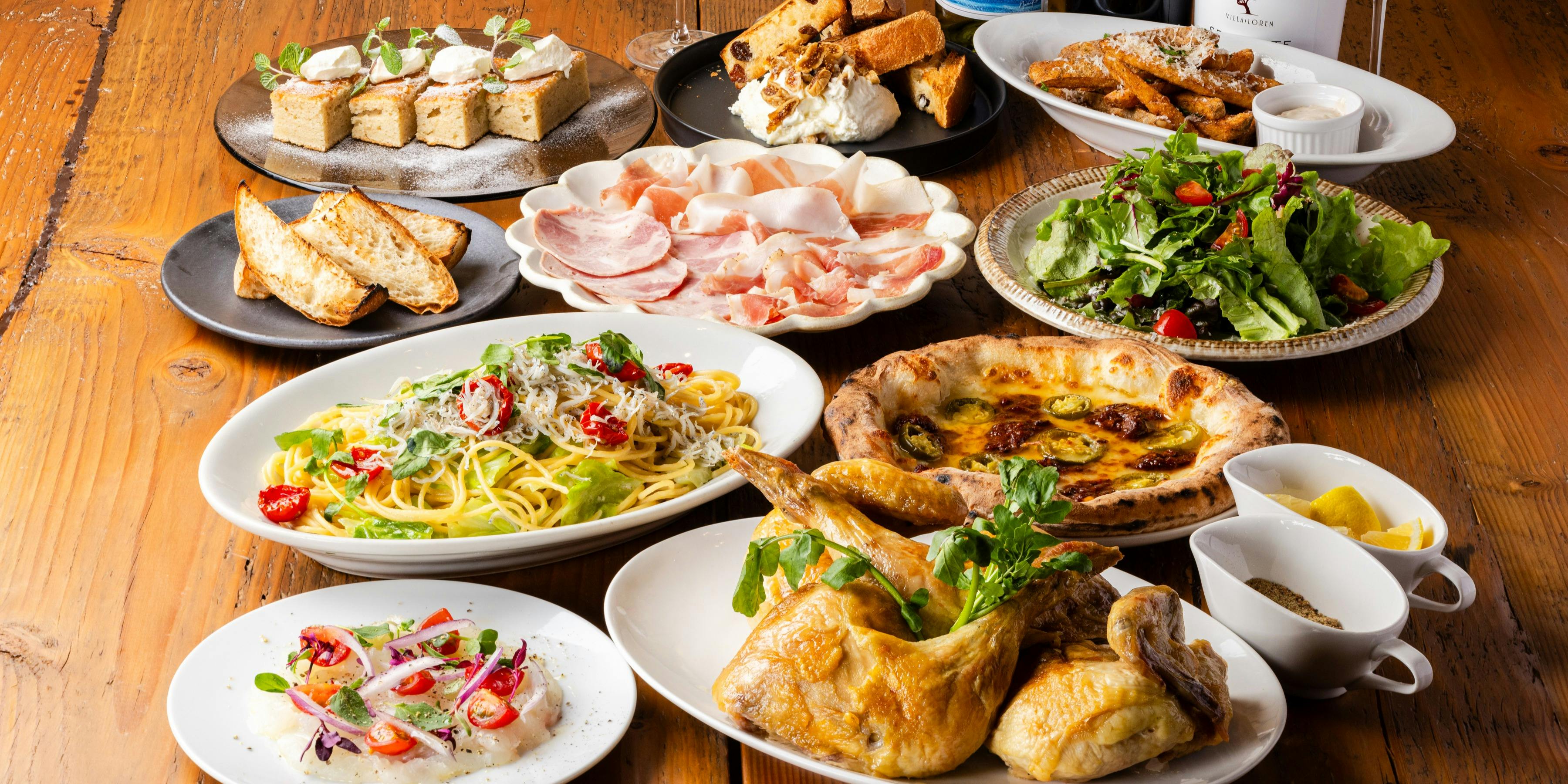 TRATTORIA LA COCORICO 忘年会・新年会【SHARE PLAN A】＋FREE FLOW （2H・4名様～） ディナー ...