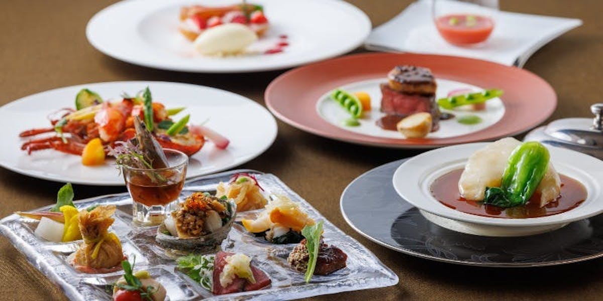 THE DINING シノワ 唐紅花＆鉄板フレンチ 蒔絵／浅草ビューホテル27F フカヒレ・黒毛和牛・オマール海老など！プレミアムコラボコース＋窓際ペアシート確約（1日3組限定） ディナー ...