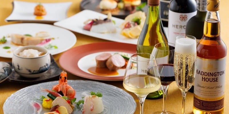 THE DINING シノワ 唐紅花＆鉄板フレンチ 蒔絵／浅草ビューホテル27F 【秋の夜長プラン・個室確約】乾杯スパークリング＆150分飲み放題！中華＆フレンチコラボランチ（平日） ランチ ...