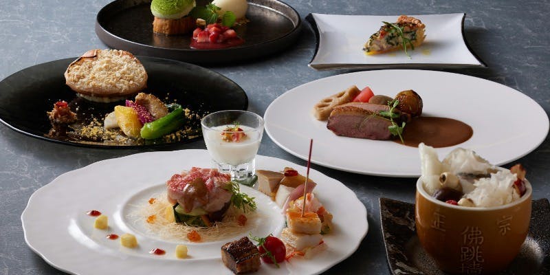 THE DINING シノワ 唐紅花＆鉄板フレンチ 蒔絵／浅草ビューホテル27F 中国料理＆仏蘭西料理コラボレーションコース7品＋個室確約・乾杯シャンパン（接待向け・2～4名） ディナー ...