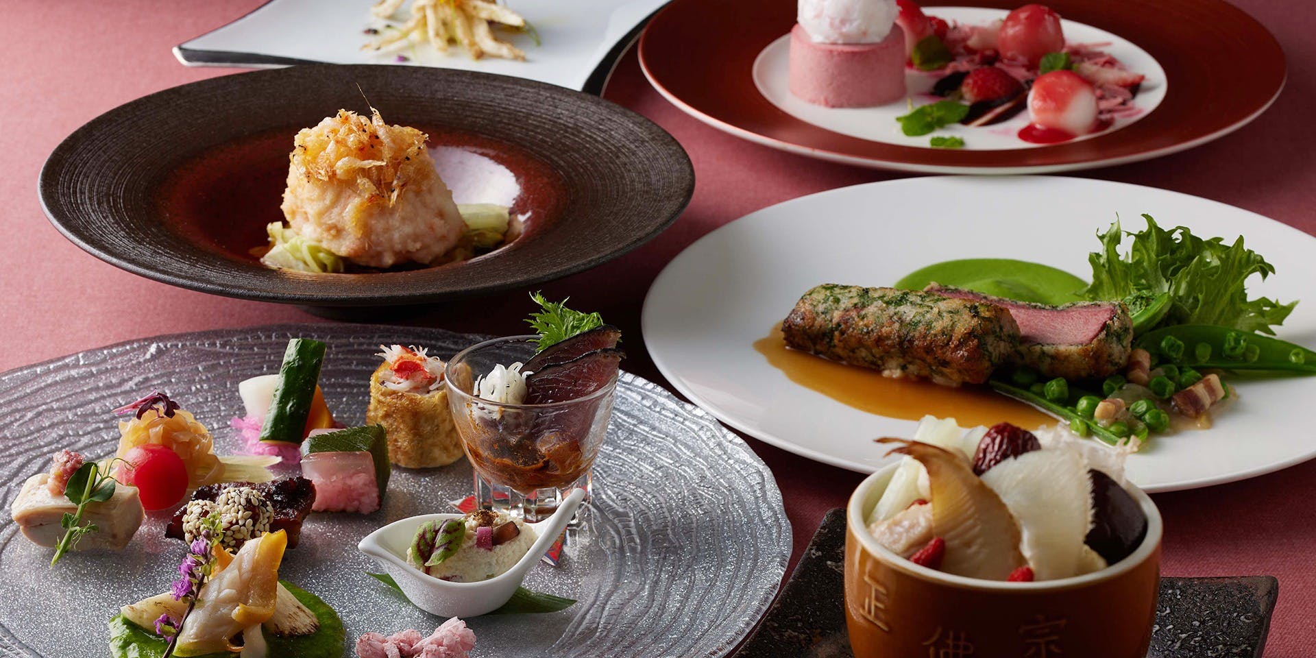 THE DINING シノワ 唐紅花＆鉄板フレンチ 蒔絵／浅草ビューホテル27F 【記念日向け】中華＆フレンチが織りなすシェフコラボコース全7品＋カクテル（窓際ペアシート確約・平日） ランチ ...