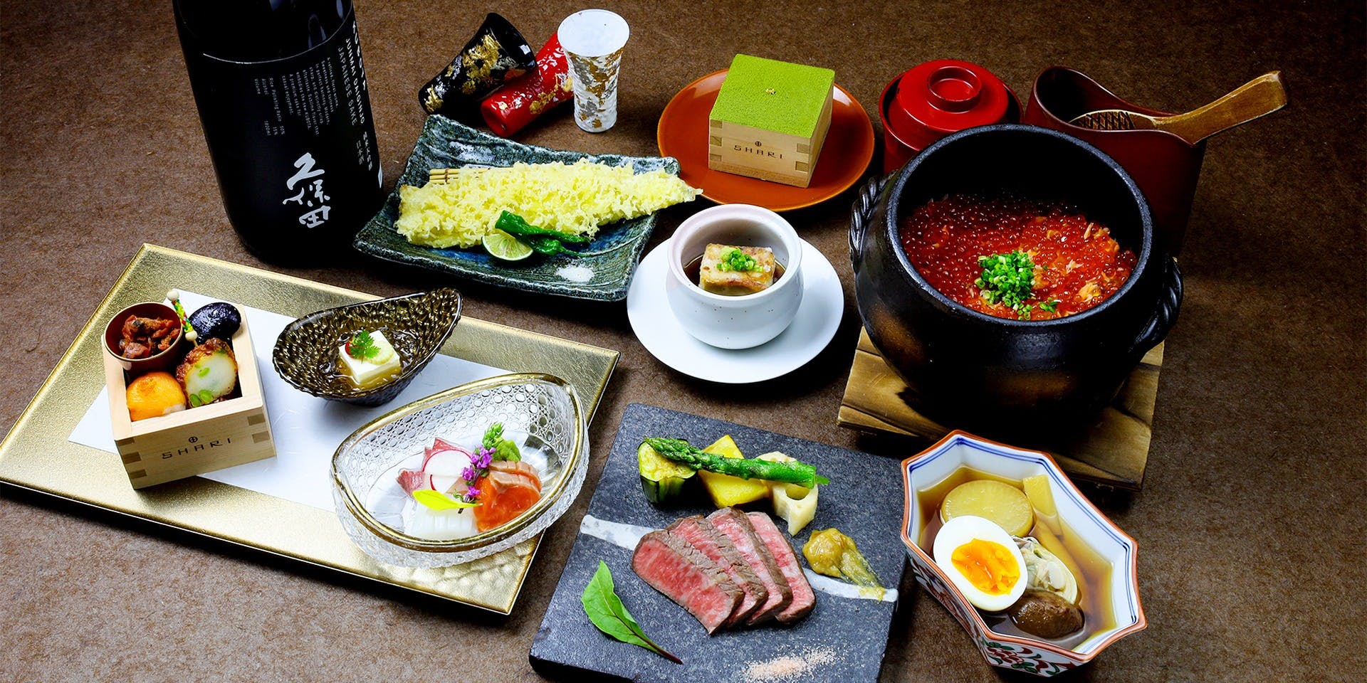 SHARI東銀座 【鉄板焼き・蓮華】胡麻豆腐の生雲丹添え、鮮魚のお造り、和牛サーロインなど（全8品） ランチ プラン(12612840)・メニュー