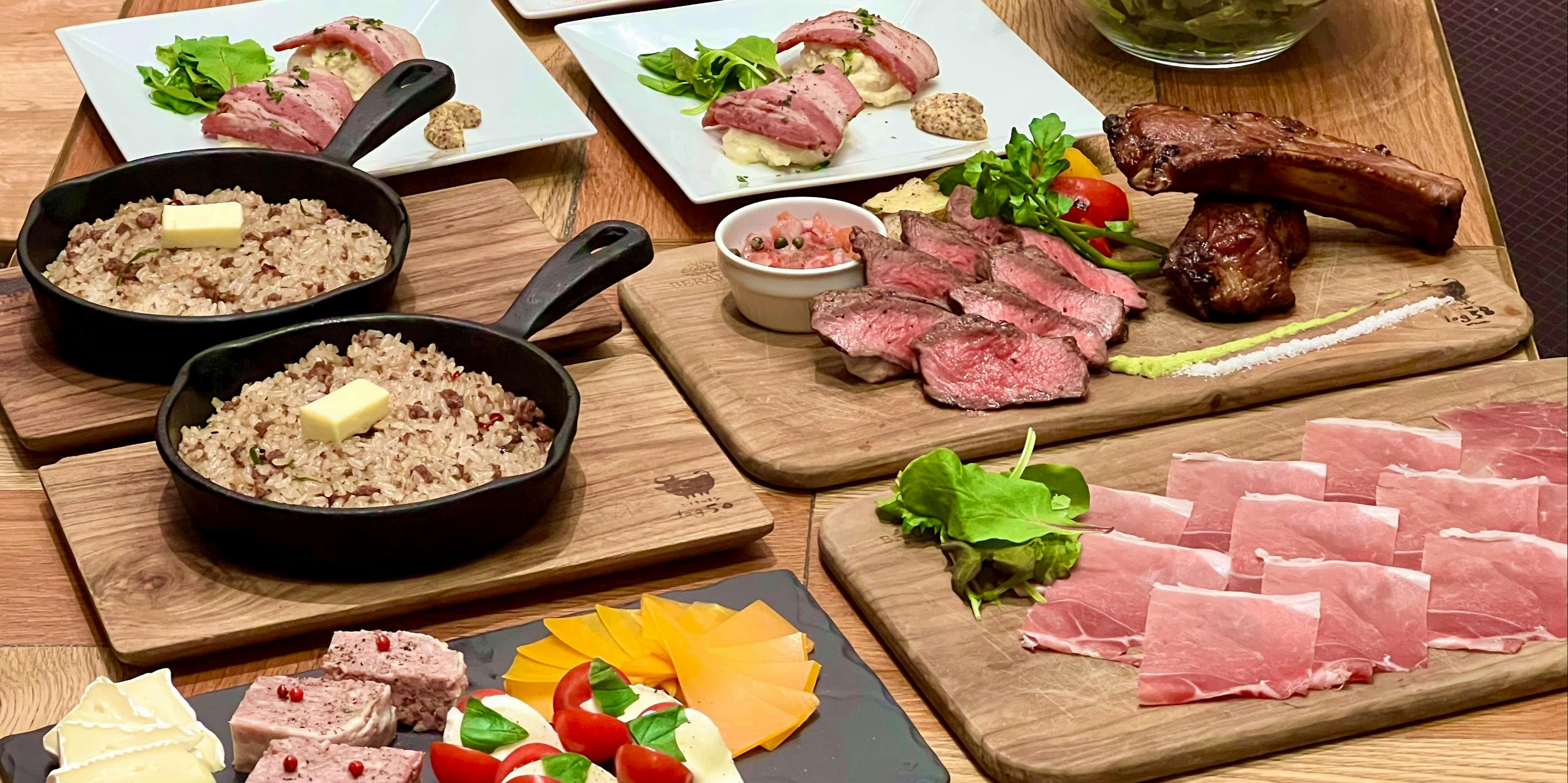 ミートキッチン log50 ハレザ池袋前店 【2種の肉盛りがメイン！カジュアルコース】＋2時間飲み放題（2/26～） ランチ プラン ...